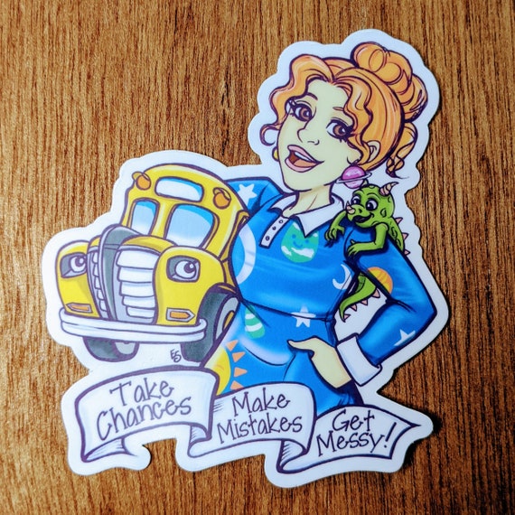 Ms. Frizzle & Bus Sticker | Etsy