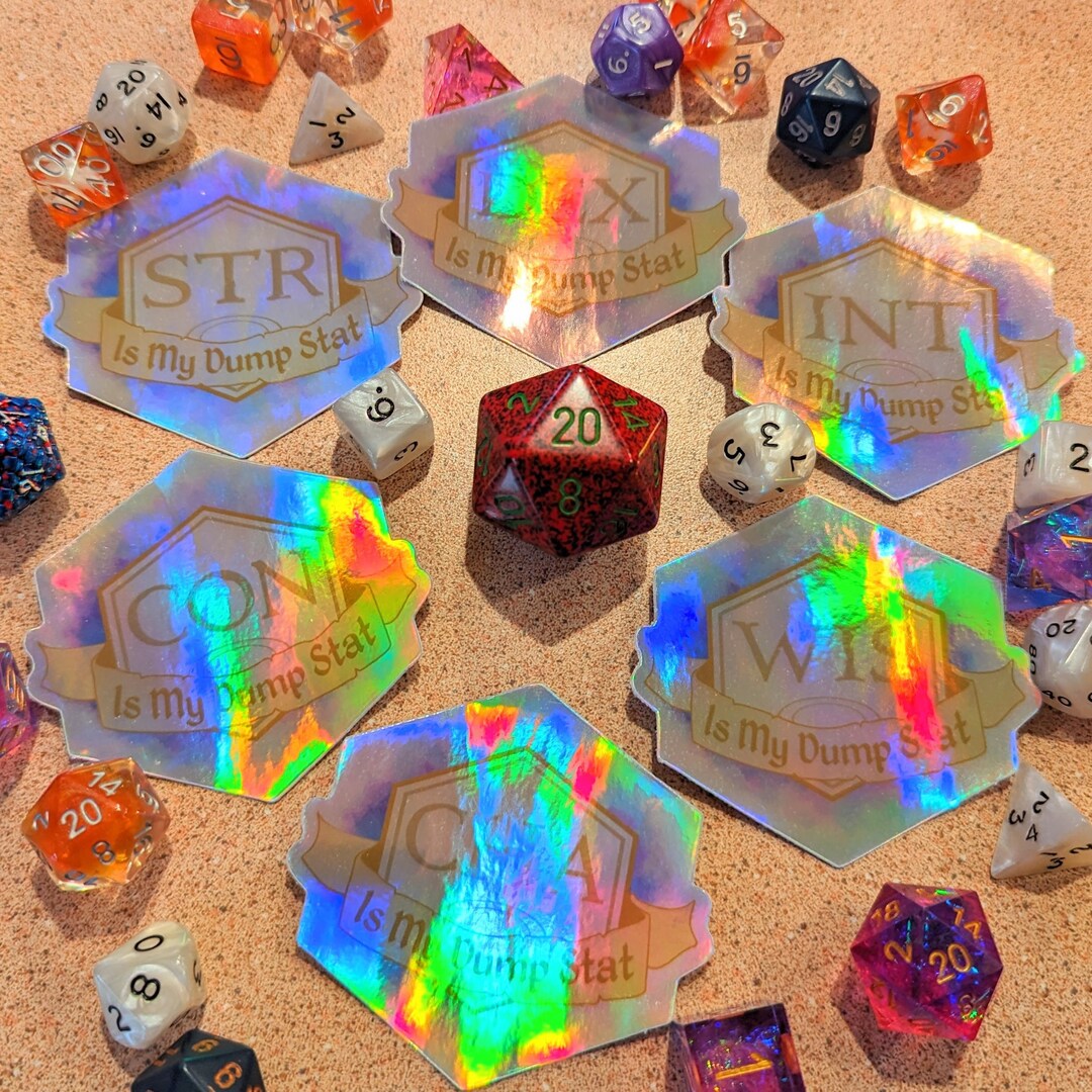 Dnd Dump Stat Holographic Stickers - Etsy