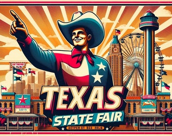 Art Deco Big Tex Texas State Fair Digital Image - Etsy