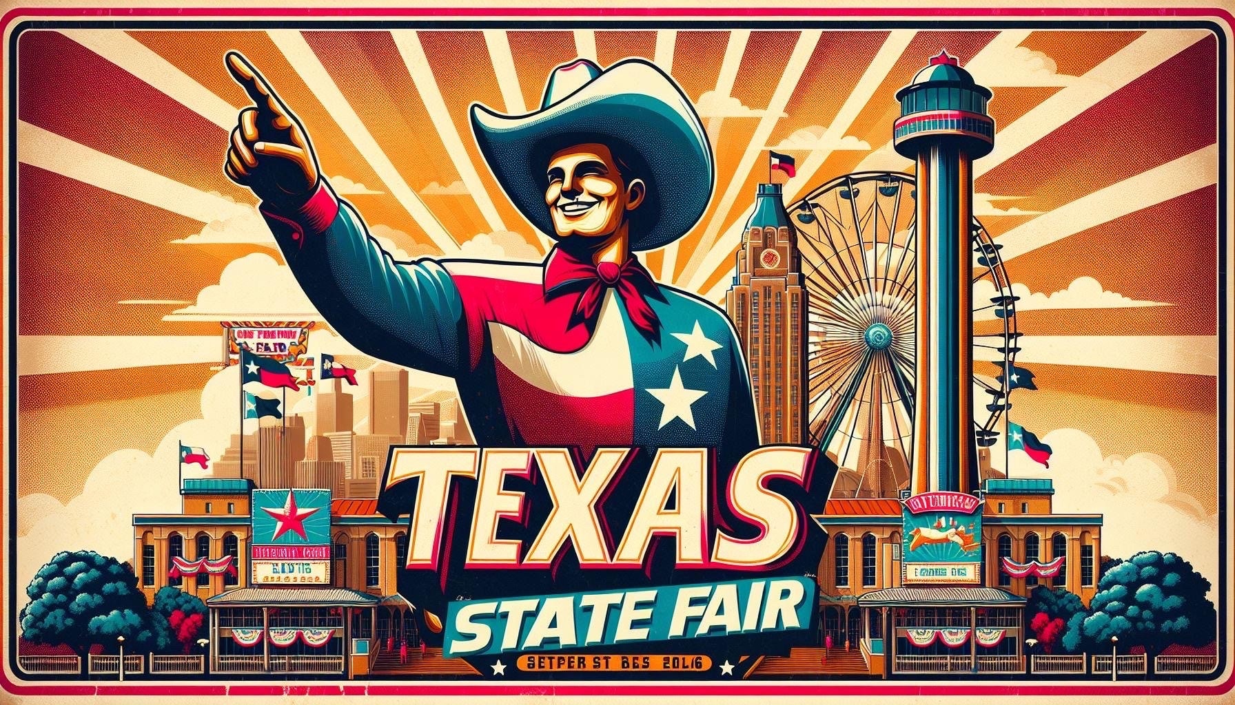 Retro Art Deco Texas State Fair Big Tex Digital JPG Download - Etsy