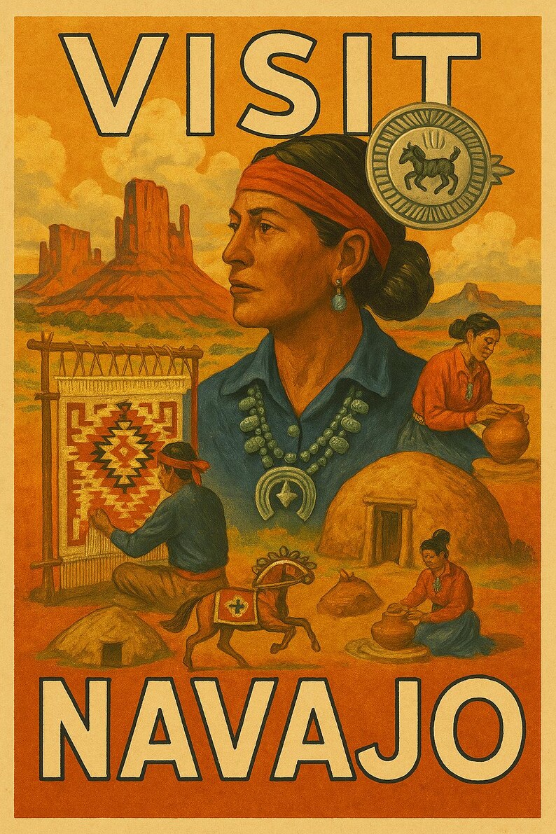 Visit Navajo Native American Vintage Poster Digital Download 300DPI - Etsy