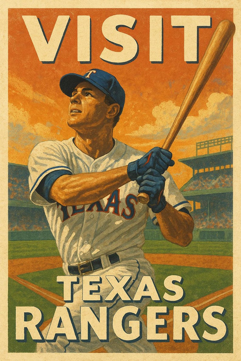Texas Rangers Vintage Poster Digital Download 300DPI - Etsy
