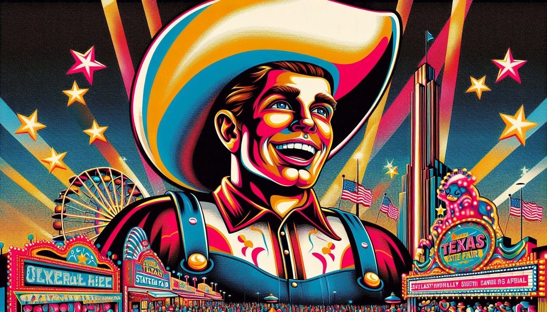 Texas Big Tex Retro Portrait Bright Colors Digital Download State Fair ...
