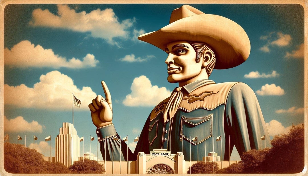 Big Tex State Fair of Texas Digital Print Muted Watercolor Portrait - Etsy