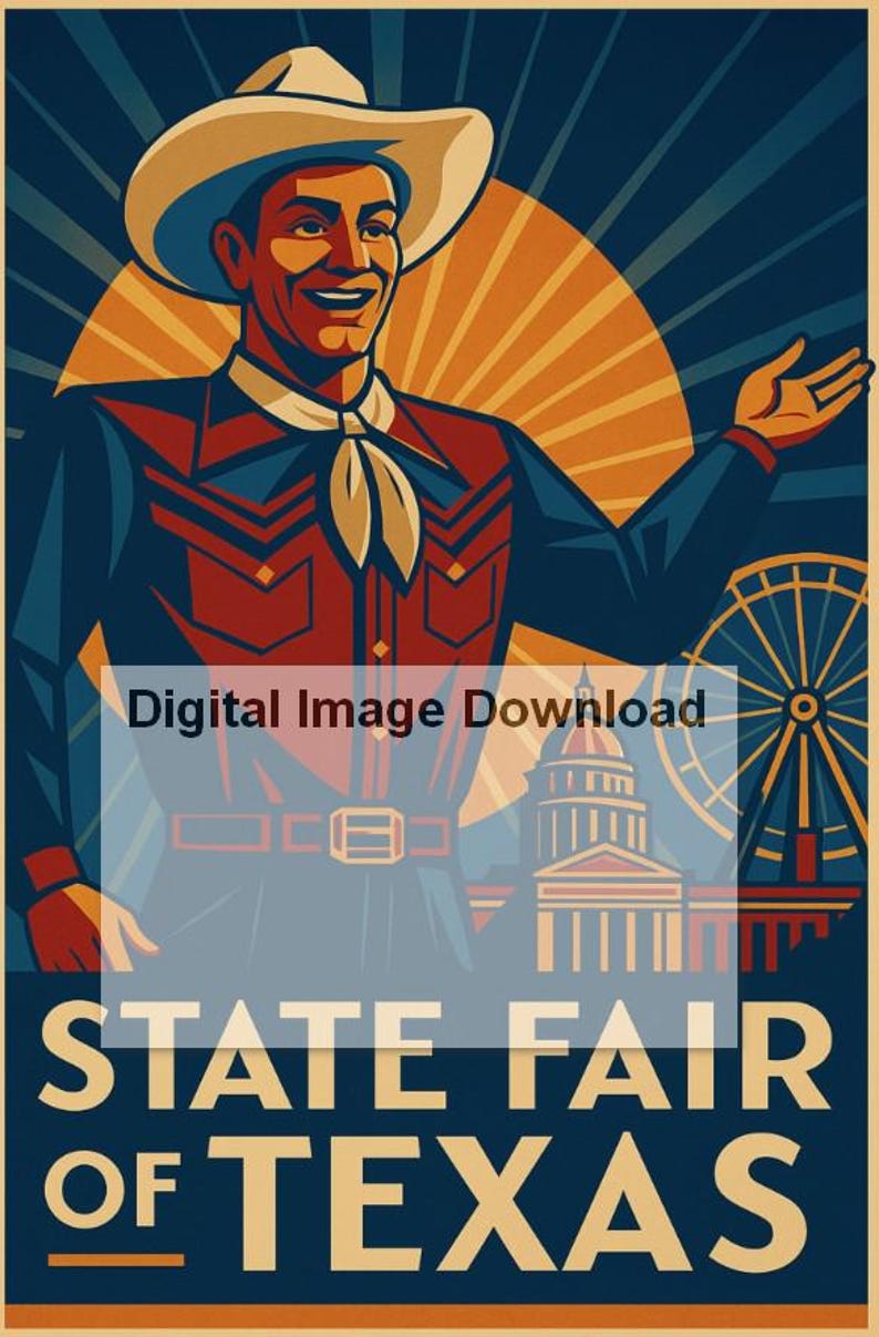 Big Tex State Fair of Texas Digital Print Art Deco Style - Etsy