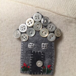 Grey House Pin With Vintage Buttons, Whimsical Pin Brooch, 34 - Etsy