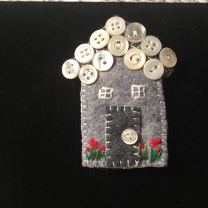 Grey House Pin With Vintage Buttons, Whimsical Pin Brooch, 34 - Etsy