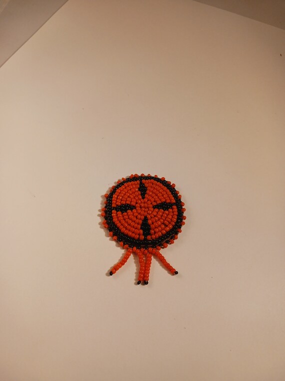 Native American Made Beaded Medallion with Fringe, Vi… - Gem