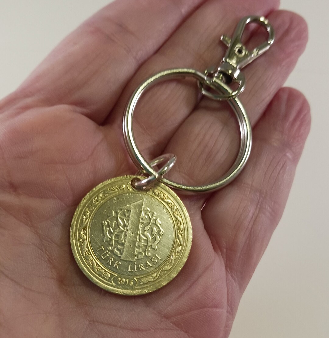 Turkey Coin Keyring or Key Chain, Year 2016, # 40 - Etsy