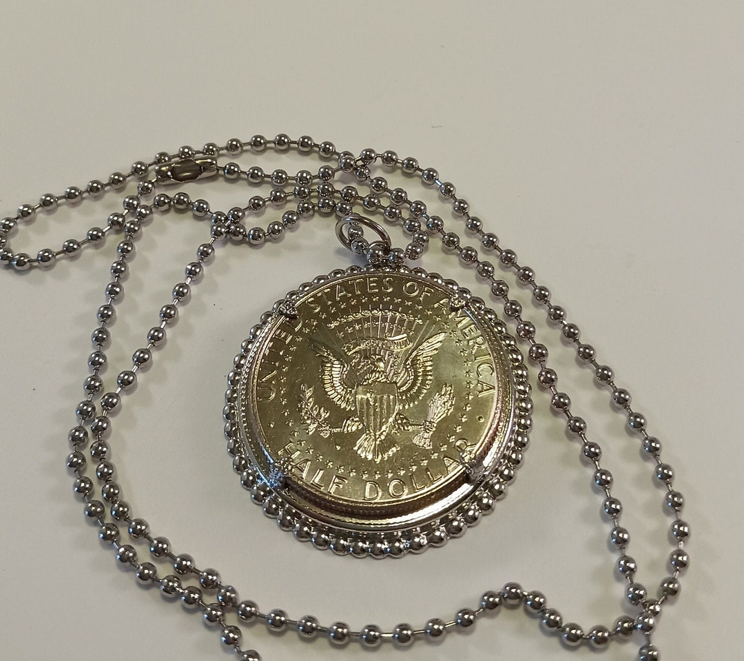 President John F. Kennedy Coin Necklace, United States Half-dollar Coin ...