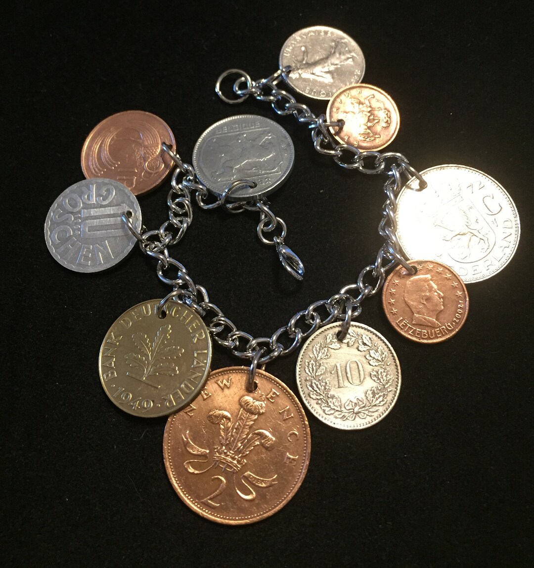 Western Europe Coin Bracelets, Charm Bracelet, Years 1949 to Current ...