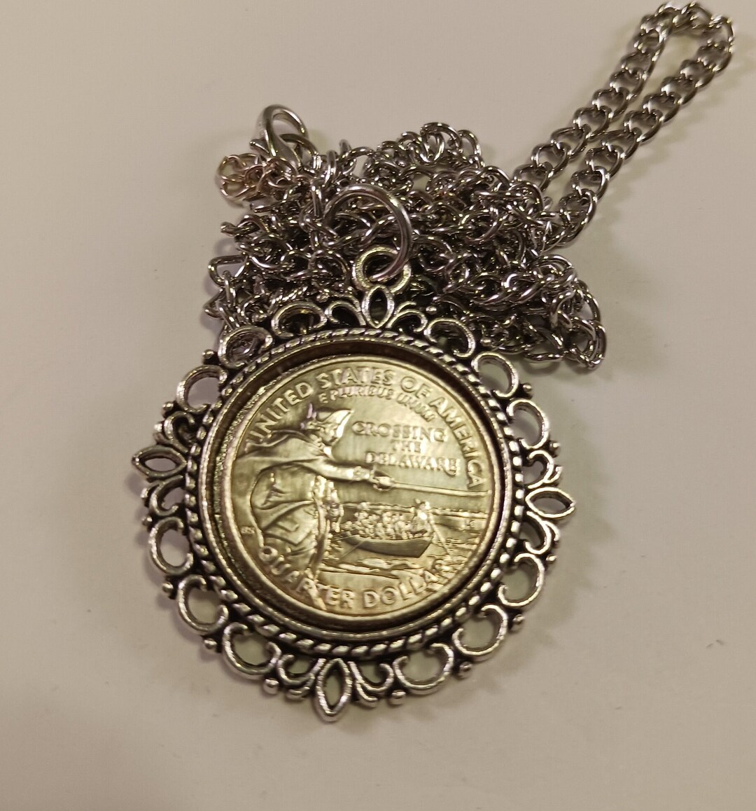 Crossing the Delaware Quarter Necklace, United States Coin, Pendant ...
