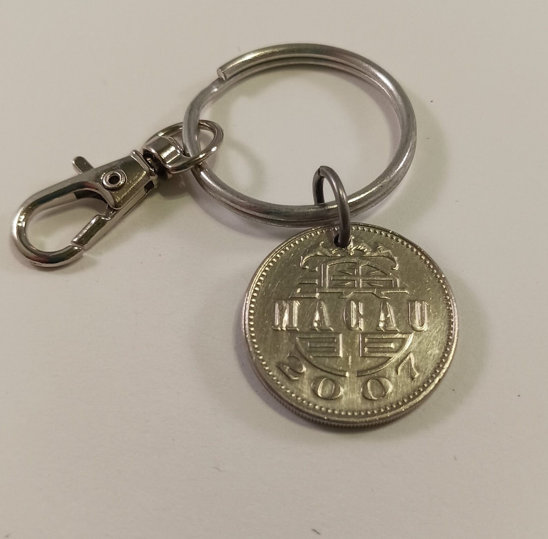 Macau Coin Key Chain or Key Ring, Year 2007, # 51 - Etsy