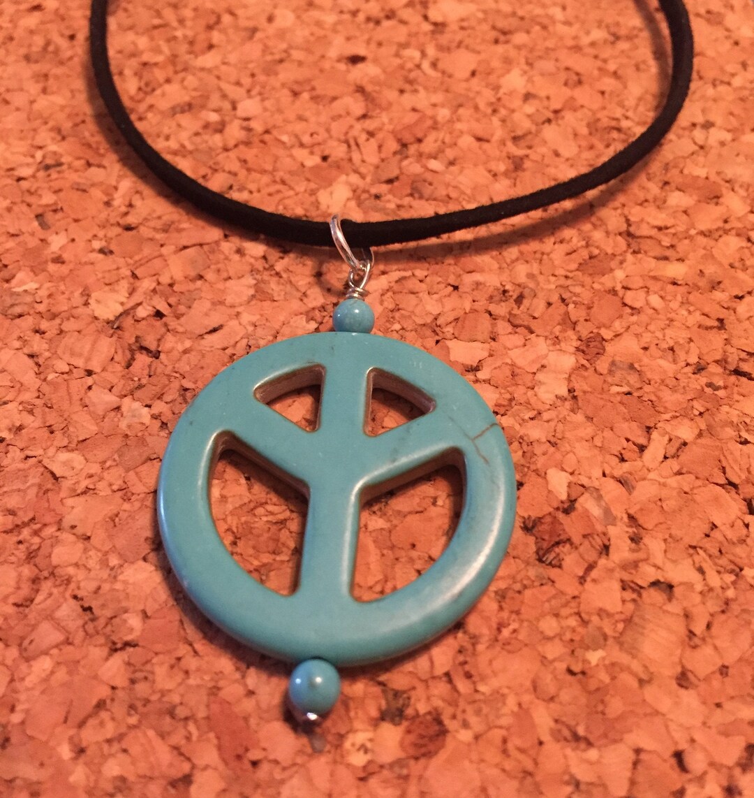 Turquoise Peace Symbol Pendant Necklace, Southwest Style, #143 - Etsy