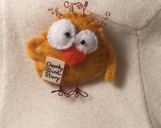 Yellow Cheeky Bird Pin - Etsy
