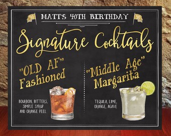 50th Birthday Drink Menu | Etsy