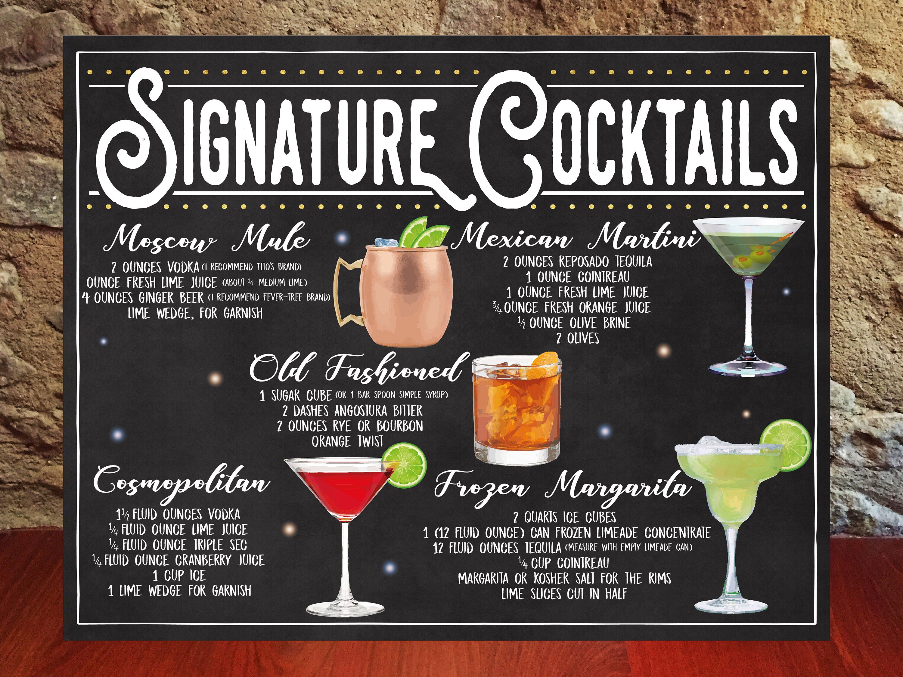 Personalized Bar Menu Custom Bar Sign Chalkboard Wedding | Etsy