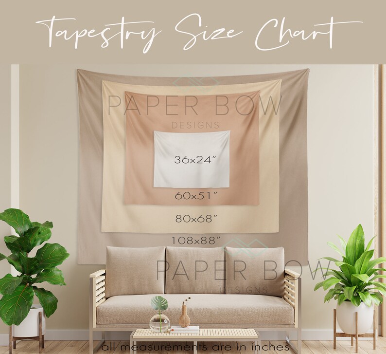 Tapestry Size Chart Product and Size Info Digital Download - Etsy