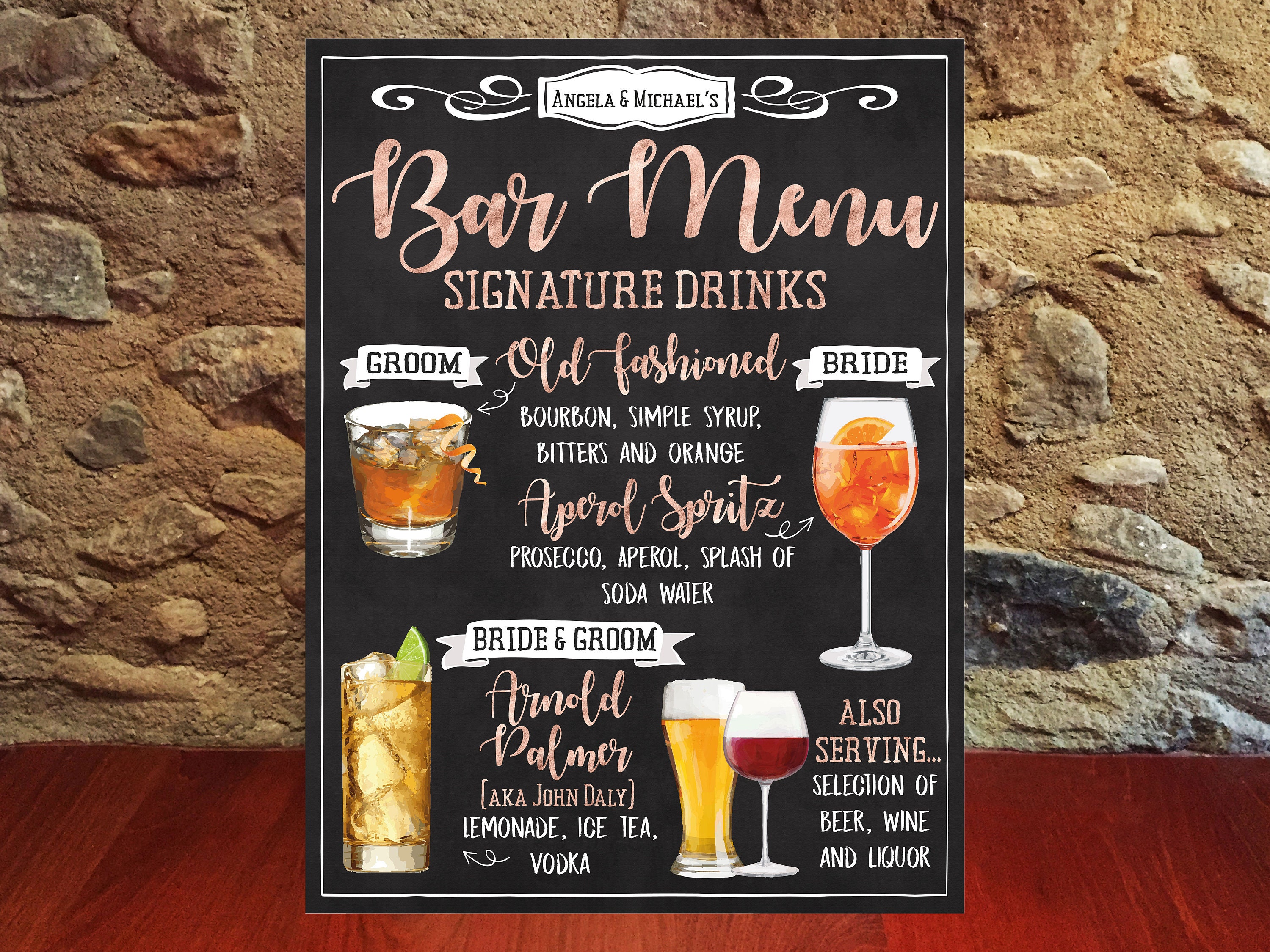 Personalized Bar Sign Custom cocktail menu birthday drinks menu ...