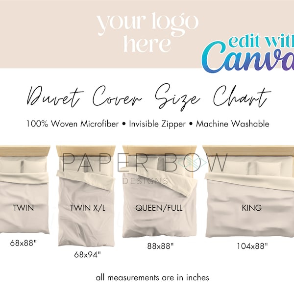 Comforter Size Chart - Etsy