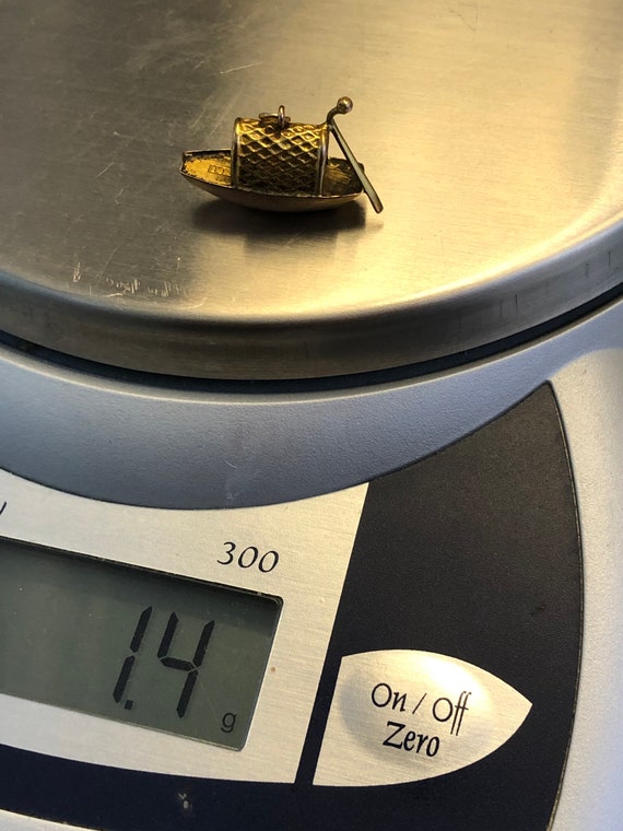 Darling Vintage Gold Chinese Sampan Fishing Boat Charm - Gem