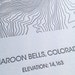 Maroon Bells Topographic Wall Art - Letterpress Poster - Snowmass ...