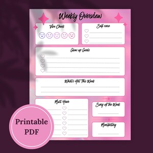 Pink Boss Girl Weekly Planner Printable, Aesthetic Digital Notepad PDF ...