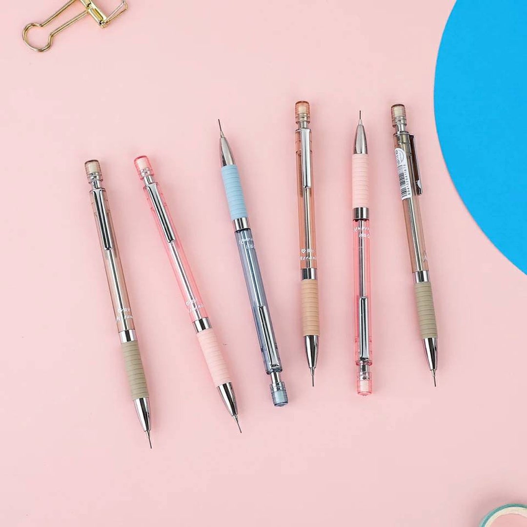 Minimalist Design Mechanical Pencil Set in Pastel Colors - 0.5mm Cute ...