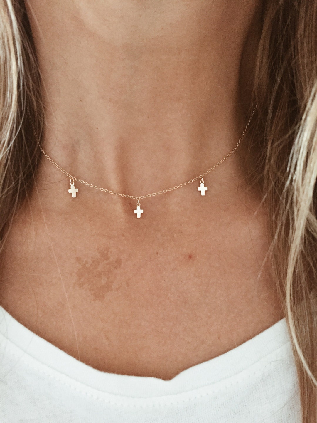 Triple Cross Necklace in 14/20 Gold-fill or 14/20 Rose - Etsy