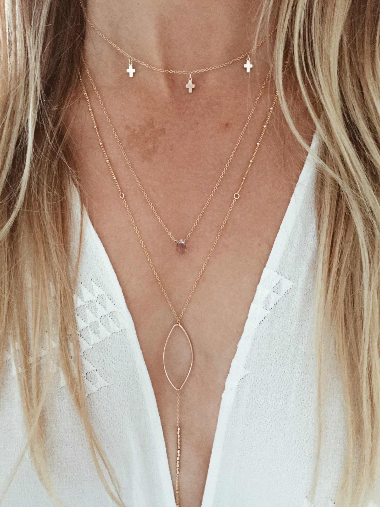 Triple Cross Necklace in 14/20 Gold-fill or 14/20 Rose - Etsy