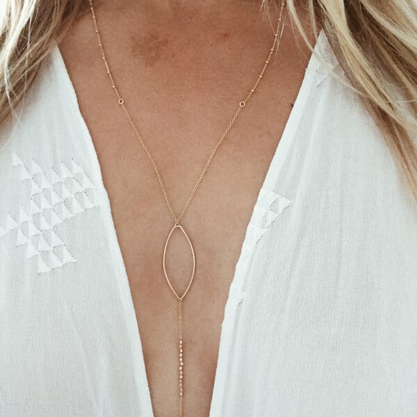 Gold Lariat Necklace - Etsy