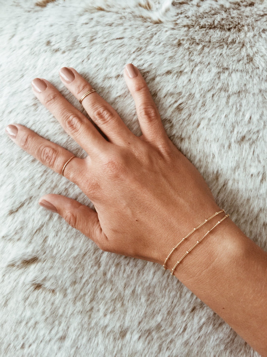 Double Strand Beaded Chain Bracelet in 14/20 Gold-fill - Etsy