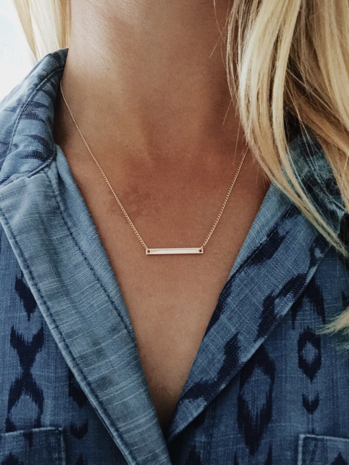 Tiny Straight Bar Plate Necklace in 14/20 Gold-fill 14/20 - Etsy
