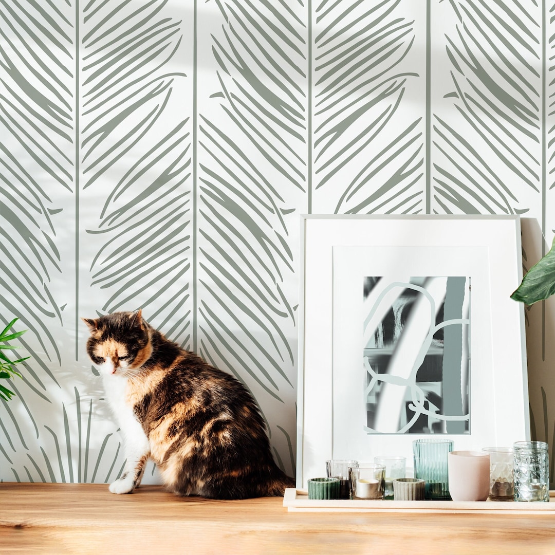 Palm Leaves Wall Stencil 2-pack, Modern Pattern, Tropical Wall Stencil ...