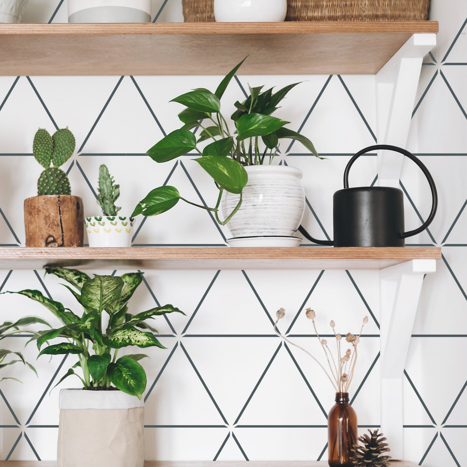 Triangles Large Wall Stencil XL, Herringbone Stencil, Scandinavian ...