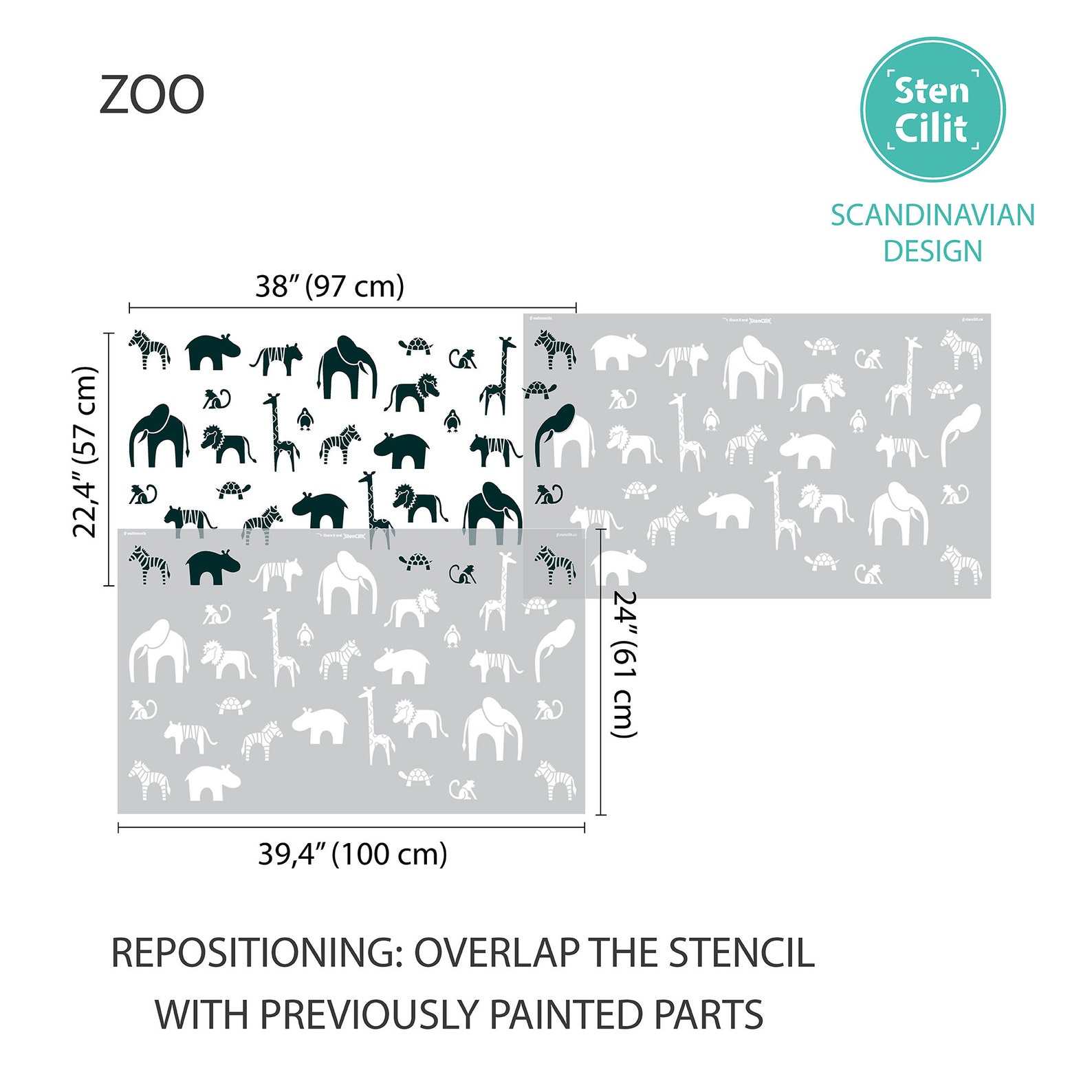 Zoo Stencil for Wall Nursery Wall Stencil Scandinavian - Etsy