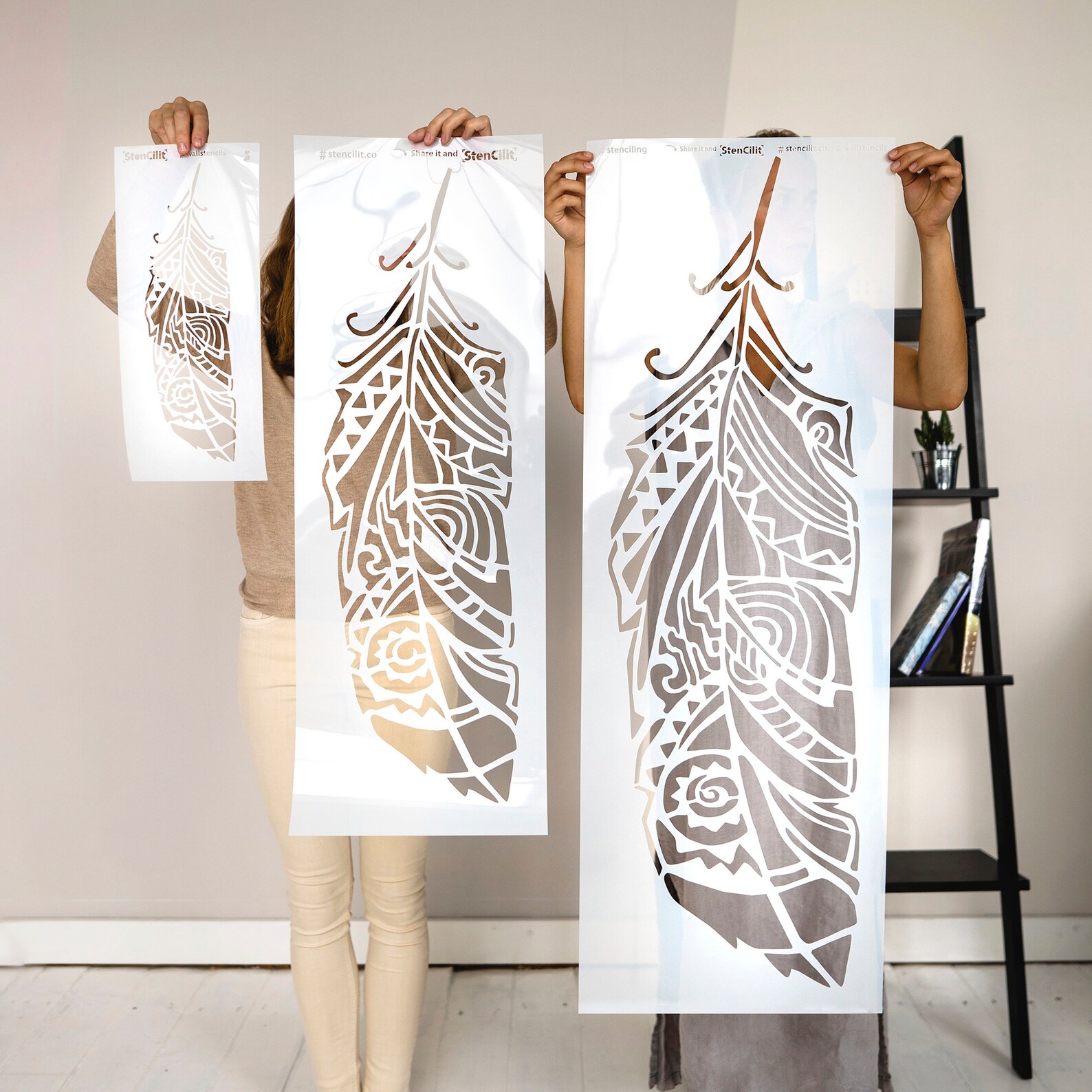 Forest Feather Stencil Multi Feather Wall Decal or Wall - Etsy