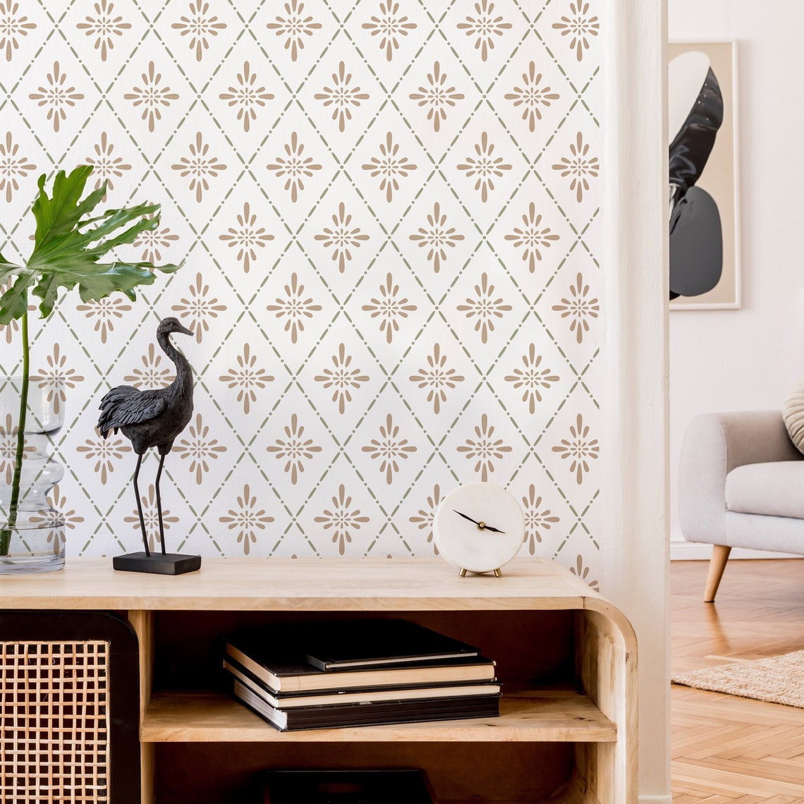 Retro Large Wall Stencil Pattern Geometric Wall Stencil for | Etsy