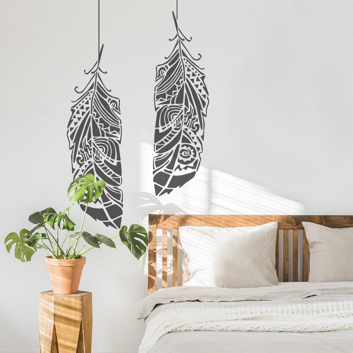 Forest Feather Stencil Multi Feather Wall Decal or Wall - Etsy
