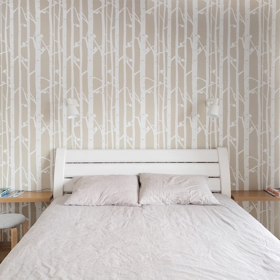 Birch Forest Wall Stencil NEW Bare Trees Stencil Design Inspiration.