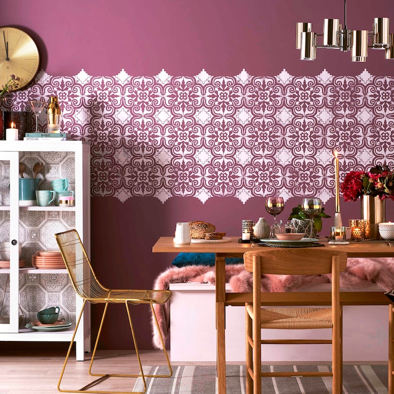 Porto Floor stencil Tile stencil Geometric Stencil pattern | Etsy