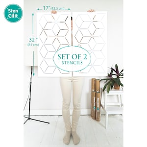 Rhombus Wall Stencil 2-pack, Large Geometric Wall Stencil for Painting ...