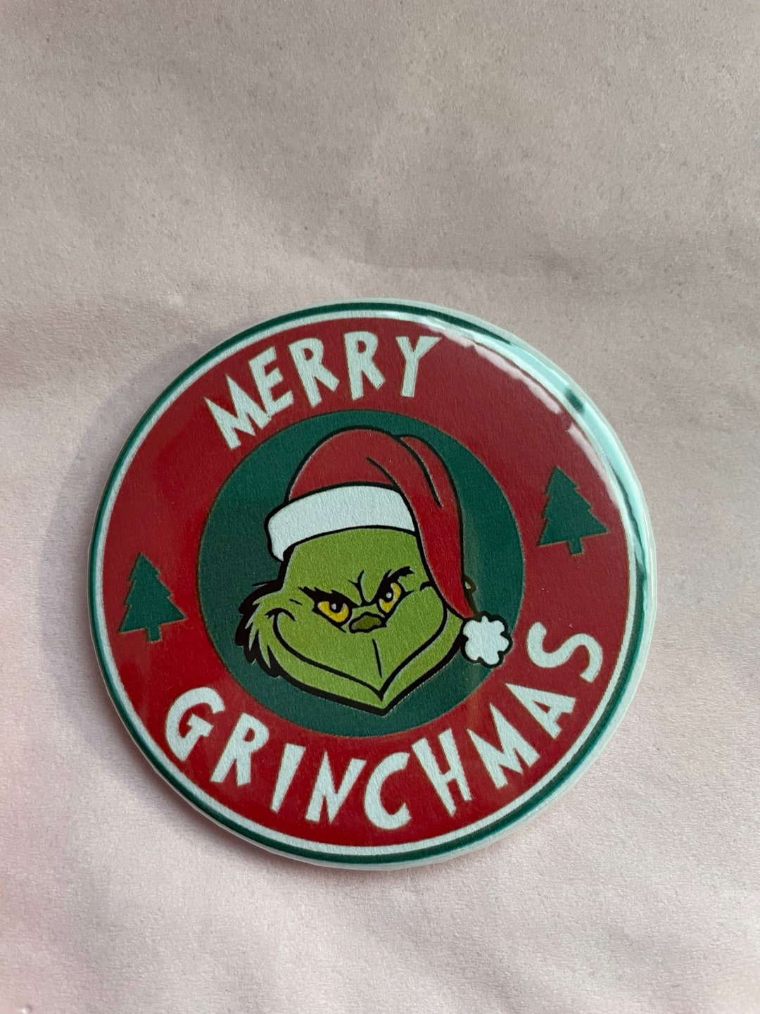Button Badge Grinch With Red Frame Motif 1 - Etsy