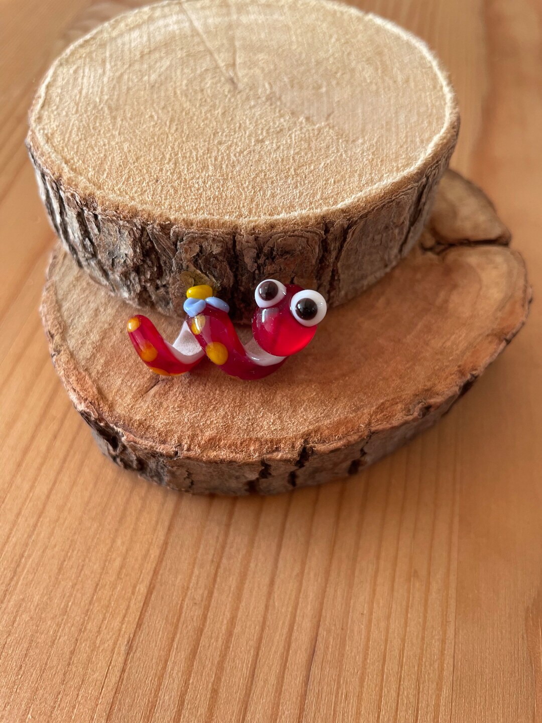 Dread Bead Made of Glass Snake Red With Yellow Dots Dread Worm - Etsy