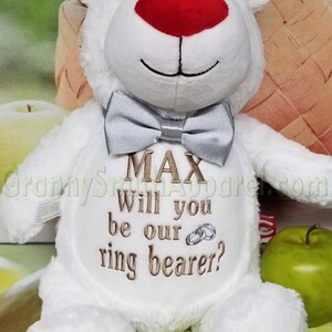 Ring-bearer Gift. Stuffed Animal Plush Custom Embroidered in - Etsy