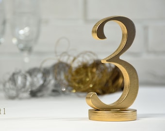 Table Number Golden Table Numbers Table Numbers With Base - Etsy