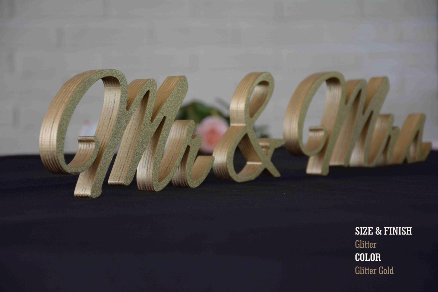 Gold Glitter Mr & Mrs Sweet Heart Table Sign Freestanding Mr | Etsy
