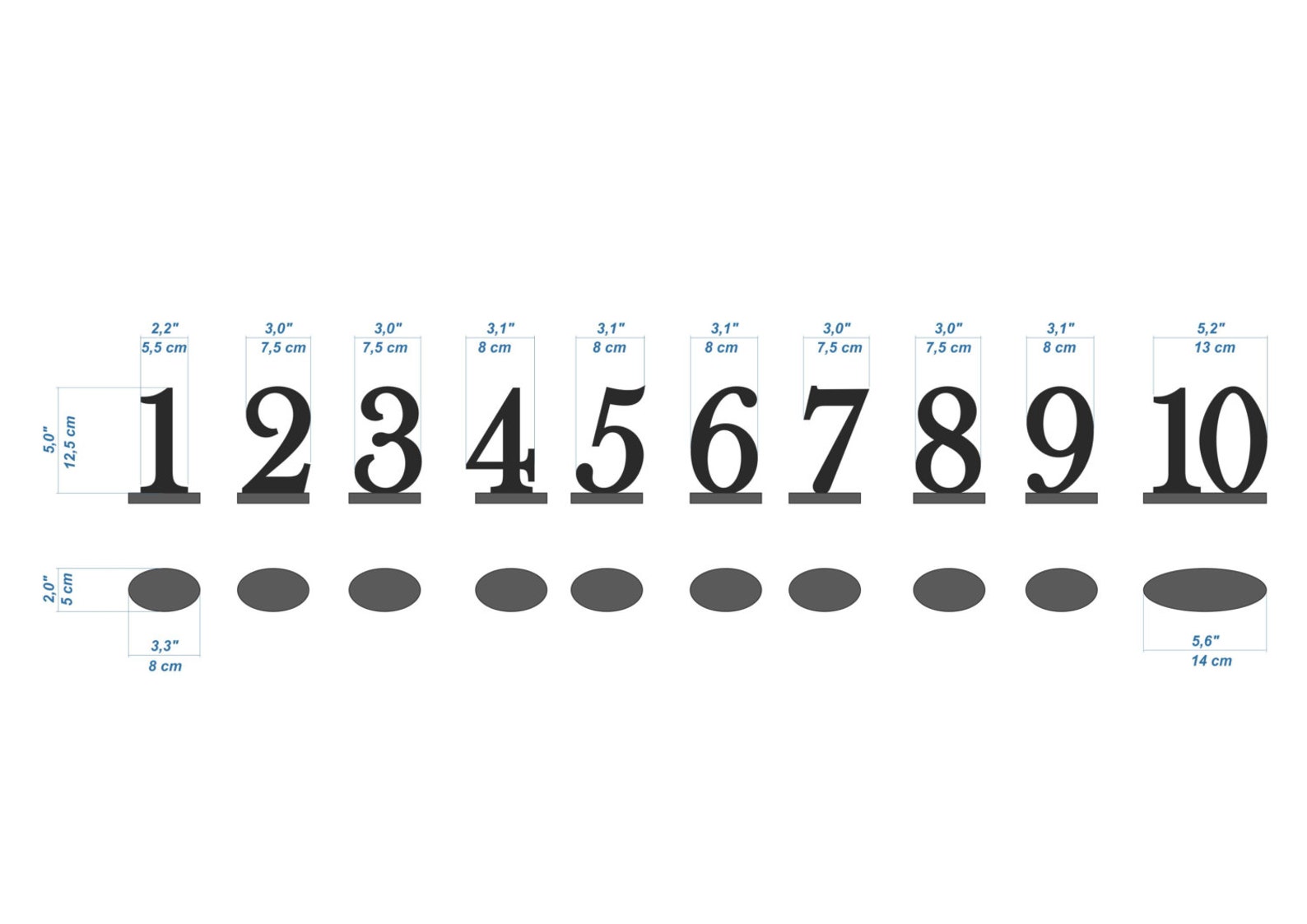 Rose Gold Numbers Modern Table Numbers Metallic Gold Silver | Etsy