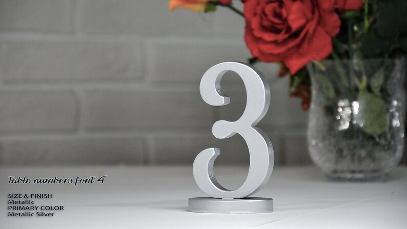 Rose Gold Numbers Modern Table Numbers Metallic Gold Silver - Etsy