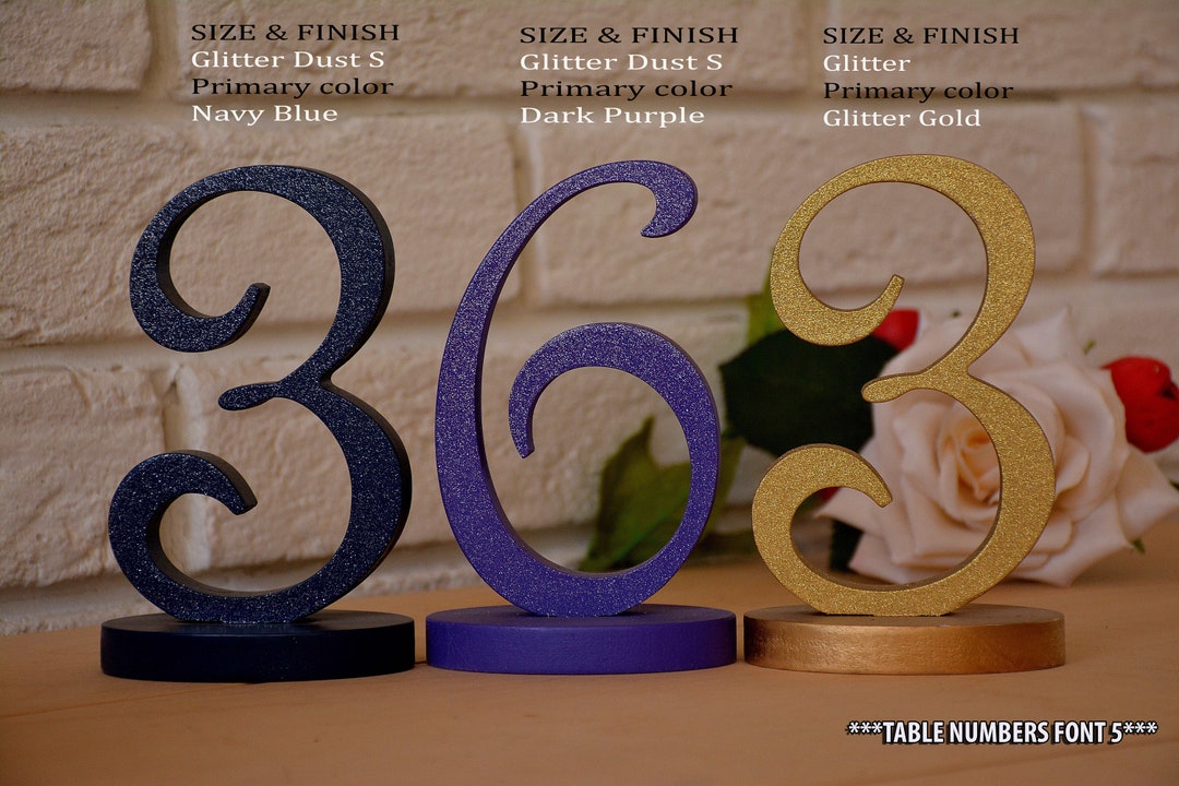 Gold Glitter Table Numbers, Handmade Table Numbers, Gold Glitter Table ...